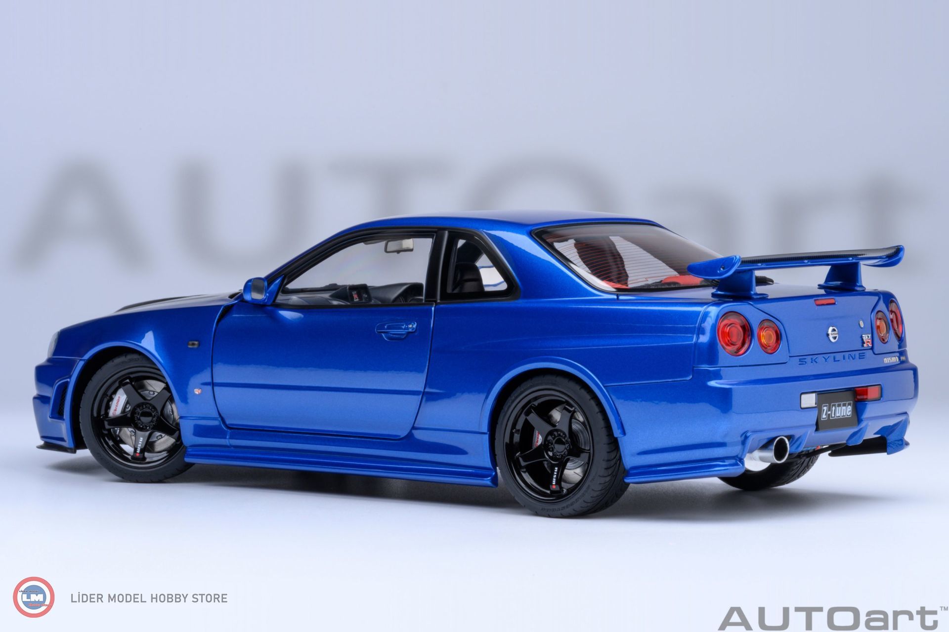 Autoart - 1:18 Autoart 2005 Nissan Skyline GT-R R34 Nismo Z-Tune Bayside Blue Carbon Bonnet - 16 ...