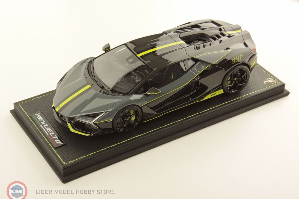 MR Collection - 1:18 MR Collection 2023 Lamborghini Revuelto #63 Grigio Telesto with Nero Noctis ...